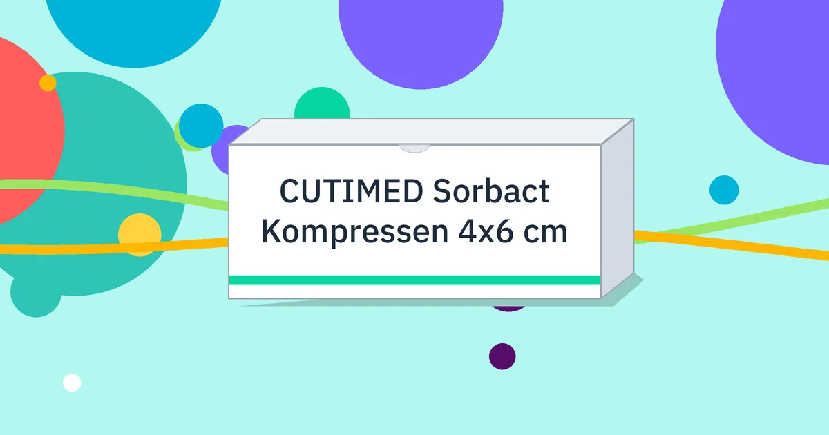 Symbolbild: Packung mit der Aufschrift CUTIMED Sorbact Kompressen 4x6 cm (PZN 19809425) – Verfügbarkeit und Bezug in Apotheken in Frankfurt am Main