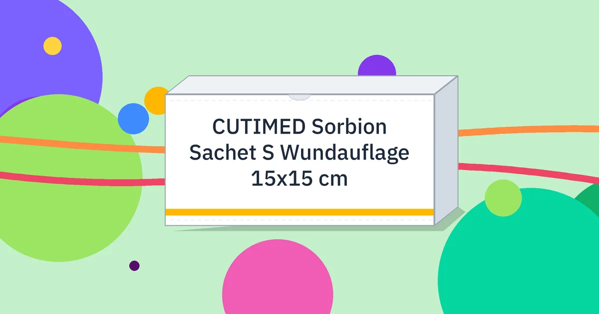 Symbolbild: Packung mit der Aufschrift CUTIMED Sorbion Sachet S Wundauflage 15x15 cm (PZN 11361439) – Verfügbarkeit und Bezug in Apotheken in Frankfurt am Main