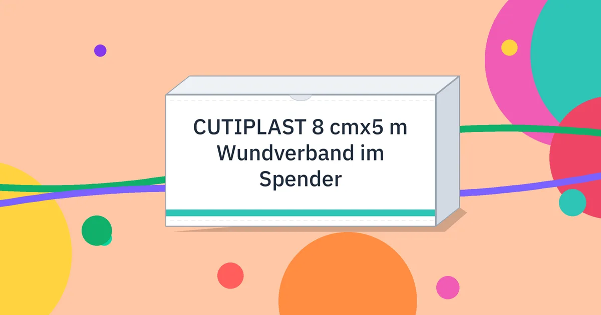 Symbolbild: Packung mit der Aufschrift CUTIPLAST 8 cmx5 m Wundverband im Spender (PZN 02033038) – Verfügbarkeit und Bezug in Apotheken in Frankfurt am Main