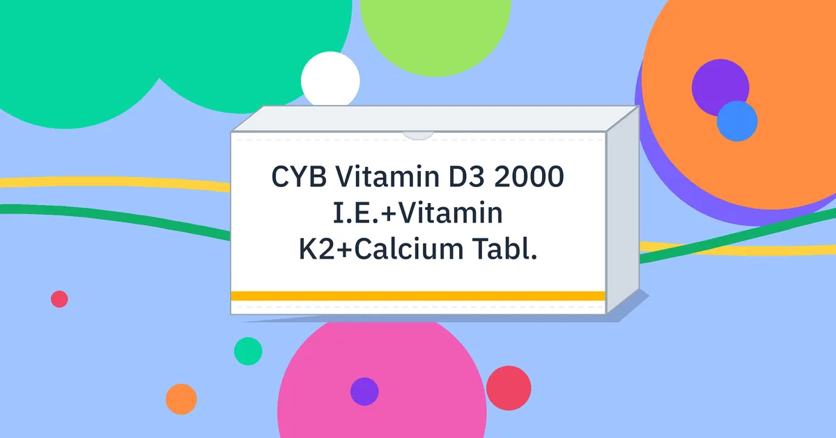 Symbolbild: Packung mit der Aufschrift CYB Vitamin D3 2000 I.E.+Vitamin K2+Calcium Tabl. (PZN 18492558) – Verfügbarkeit und Bezug in Apotheken in Frankfurt am Main