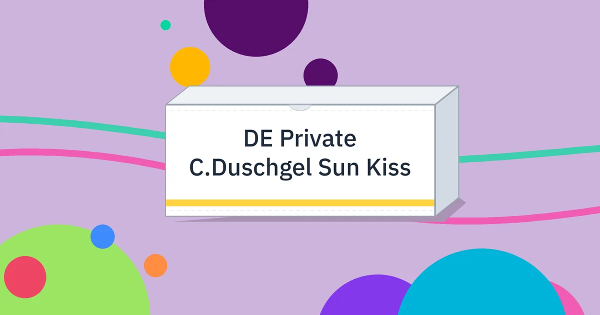 Symbolbild: Packung mit der Aufschrift DE Private C.Duschgel Sun Kiss (PZN 19497799) – Verfügbarkeit und Bezug in Apotheken in Frankfurt am Main