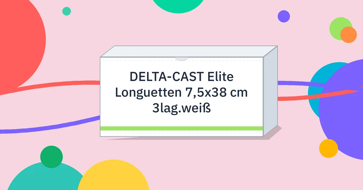 Symbolbild: Packung mit der Aufschrift DELTA-CAST Elite Longuetten 7,5x38 cm 3lag.weiß (PZN 03971856) – Verfügbarkeit und Bezug in Apotheken in Frankfurt am Main