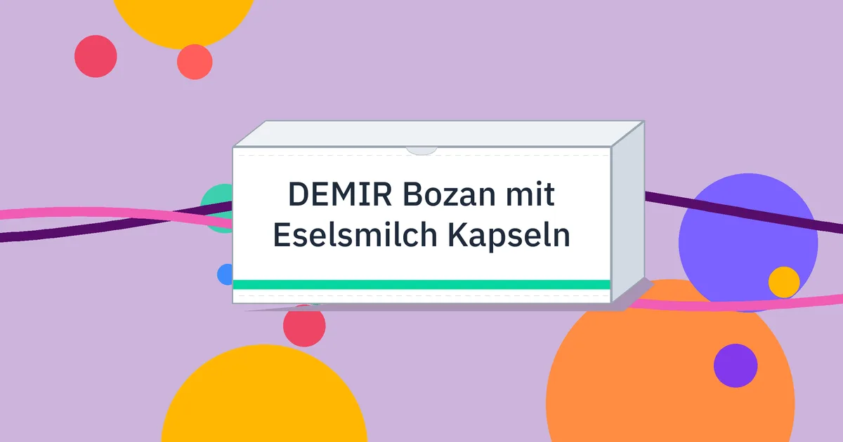 Symbolbild: Packung mit der Aufschrift DEMIR Bozan mit Eselsmilch Kapseln (PZN 19399743) – Verfügbarkeit und Bezug in Apotheken in Frankfurt am Main