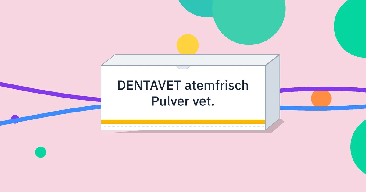 Symbolbild: Packung mit der Aufschrift DENTAVET atemfrisch Pulver vet. (PZN 17184961) – Verfügbarkeit und Bezug in Apotheken in Frankfurt am Main