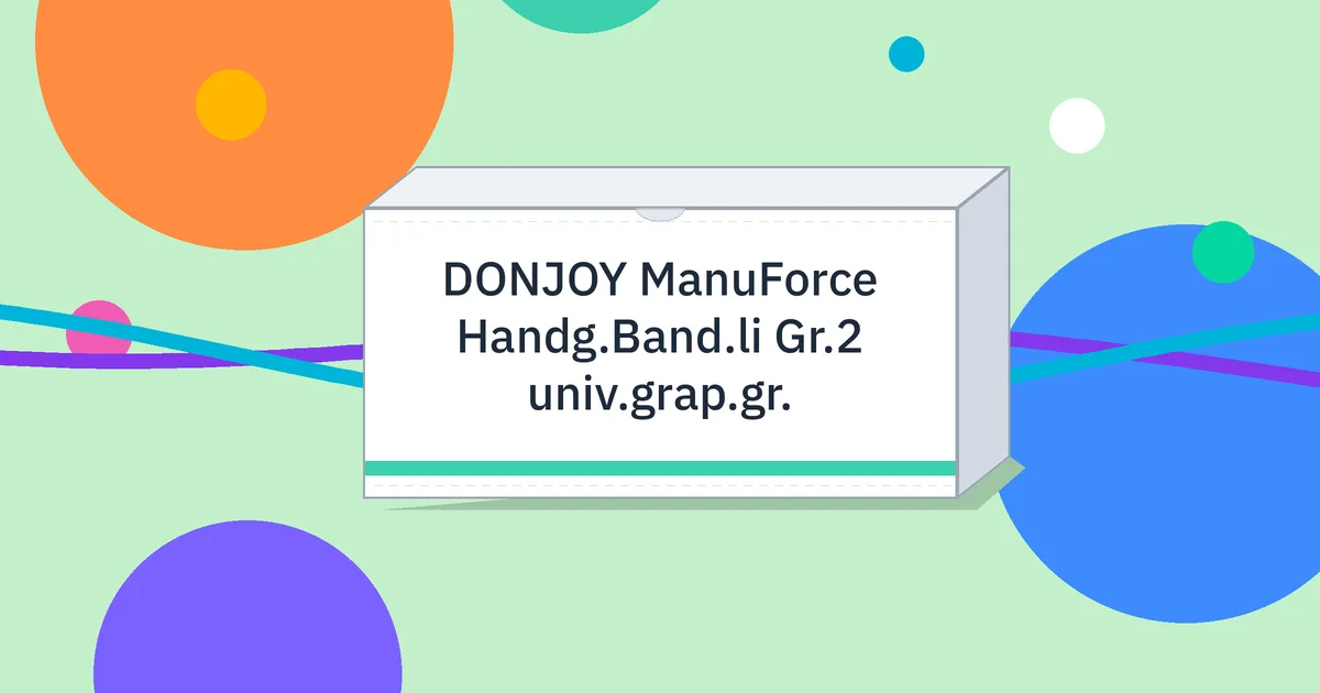 Symbolbild: Packung mit der Aufschrift DONJOY ManuForce Handg.Band.li Gr.2 univ.grap.gr. (PZN 18668313) – Verfügbarkeit und Bezug in Apotheken in Frankfurt am Main