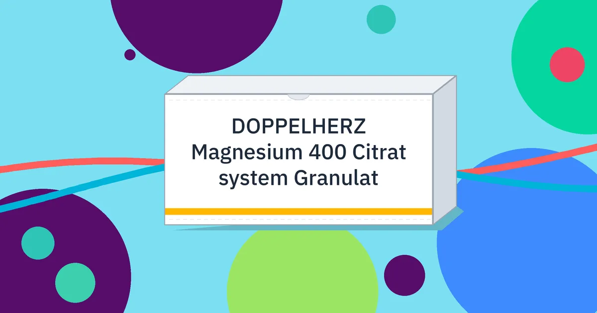 Symbolbild: Packung mit der Aufschrift DOPPELHERZ Magnesium 400 Citrat system Granulat (PZN 03979846) – Verfügbarkeit und Bezug in Apotheken in Frankfurt am Main