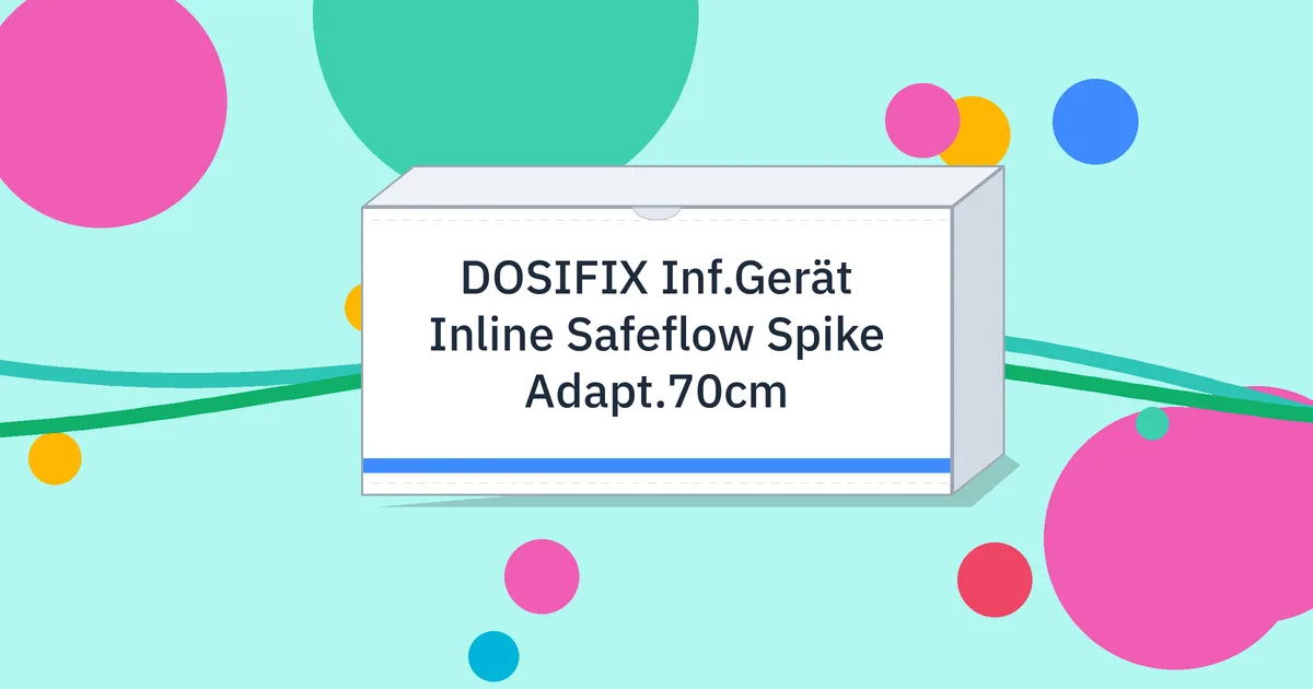 Symbolbild: Packung mit der Aufschrift DOSIFIX Inf.Gerät Inline Safeflow Spike Adapt.70cm (PZN 17836398) – Verfügbarkeit und Bezug in Apotheken in Frankfurt am Main