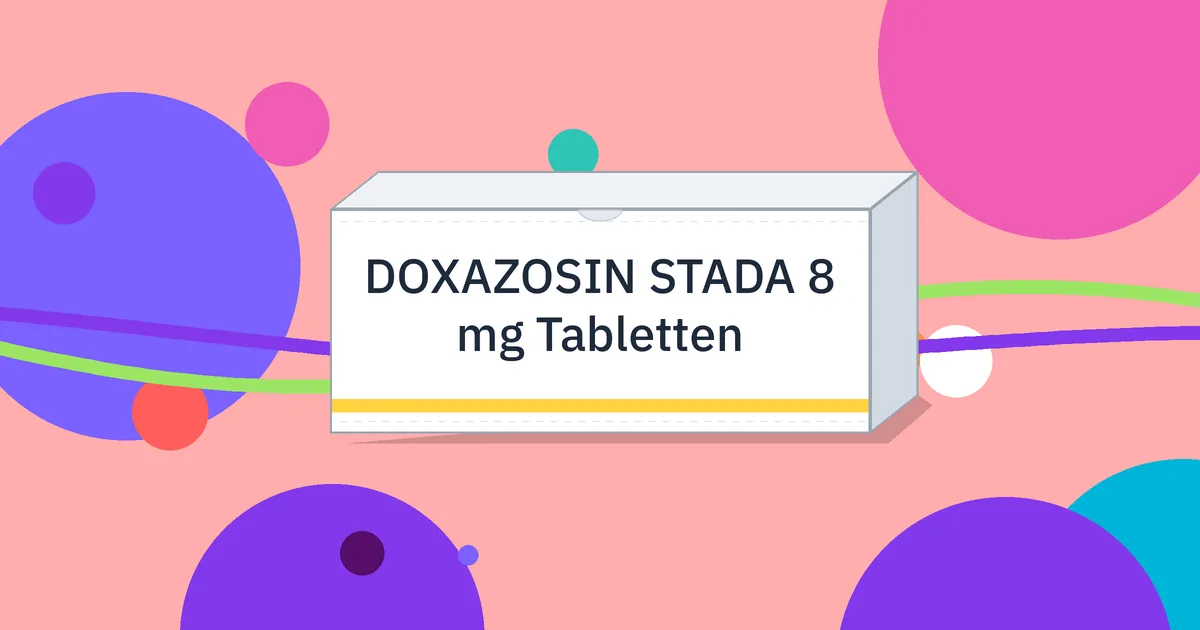 Symbolbild: Packung mit der Aufschrift DOXAZOSIN STADA 8 mg Tabletten (PZN 01460442) – Verfügbarkeit und Bezug in Apotheken in Frankfurt am Main