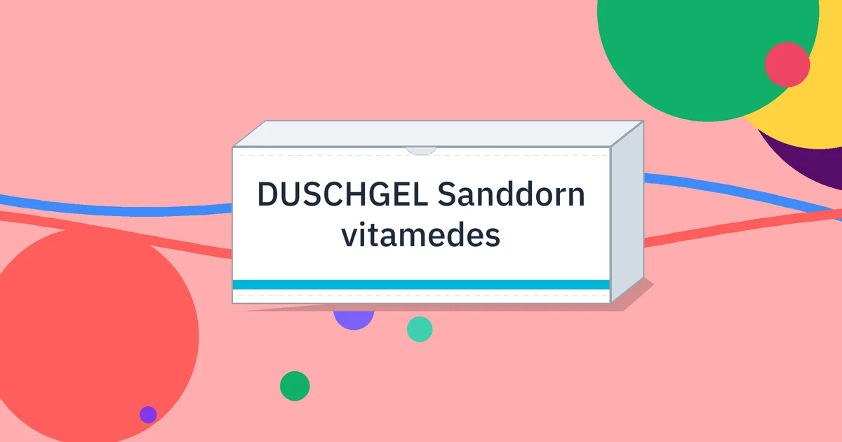 Symbolbild: Packung mit der Aufschrift DUSCHGEL Sanddorn vitamedes (PZN 19780236) – Verfügbarkeit und Bezug in Apotheken in Frankfurt am Main