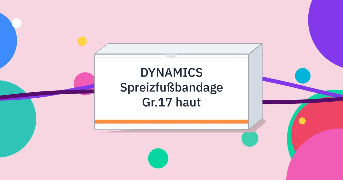 Symbolbild: Packung mit der Aufschrift DYNAMICS Spreizfußbandage Gr.17 haut (PZN 10635538) – Verfügbarkeit und Bezug in Apotheken in Frankfurt am Main