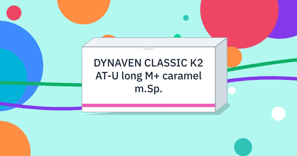 Symbolbild: Packung mit der Aufschrift DYNAVEN CLASSIC K2 AT-U long M+ caramel m.Sp. (PZN 18420004) – Verfügbarkeit und Bezug in Apotheken in Frankfurt am Main