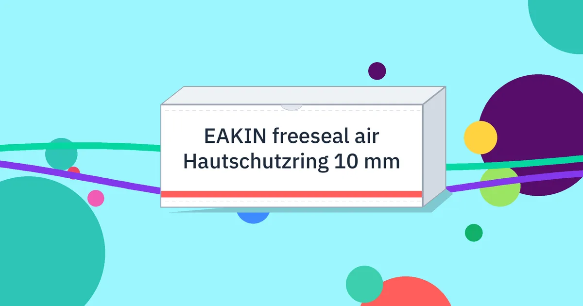 Symbolbild: Packung mit der Aufschrift EAKIN freeseal air Hautschutzring 10 mm (PZN 19449352) – Verfügbarkeit und Bezug in Apotheken in Frankfurt am Main