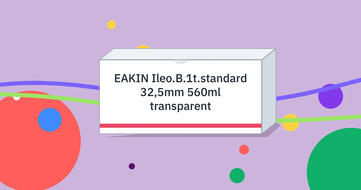 Symbolbild: Packung mit der Aufschrift EAKIN Ileo.B.1t.standard 32,5mm 560ml transparent (PZN 09641947) – Verfügbarkeit und Bezug in Apotheken in Frankfurt am Main