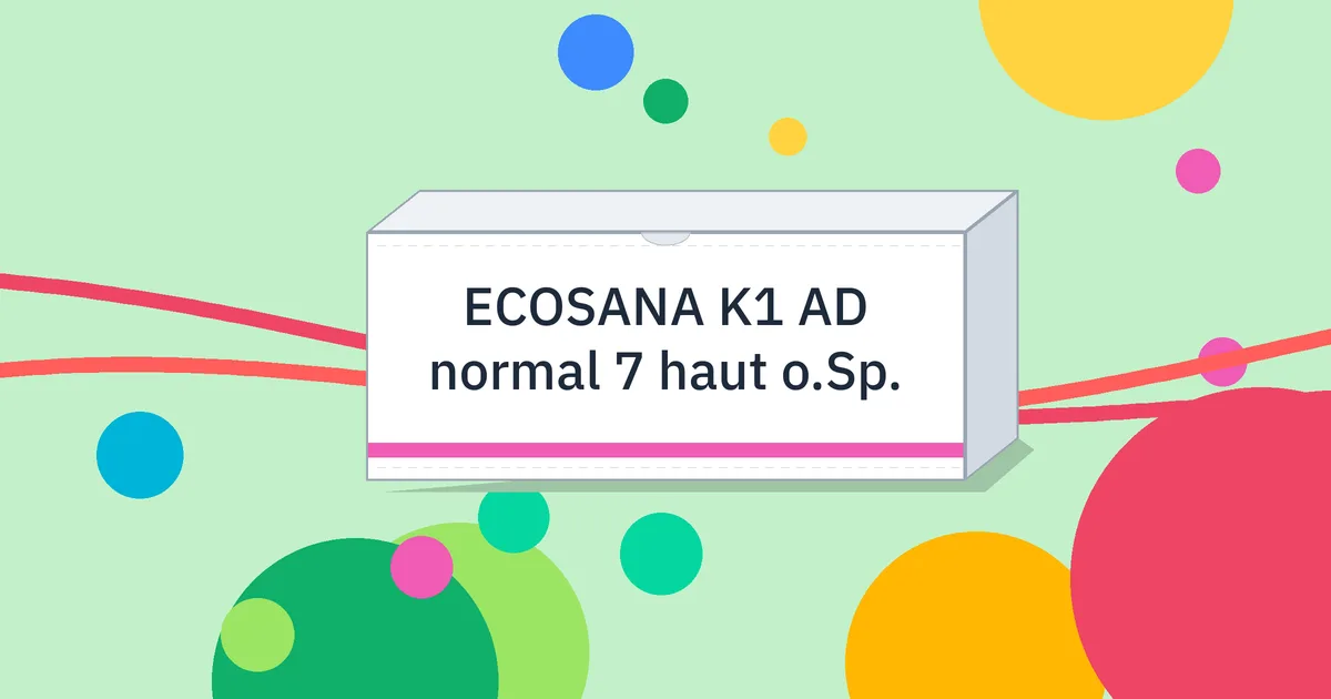Symbolbild: Packung mit der Aufschrift ECOSANA K1 AD normal 7 haut o.Sp. (PZN 04725504) – Verfügbarkeit und Bezug in Apotheken in Frankfurt am Main