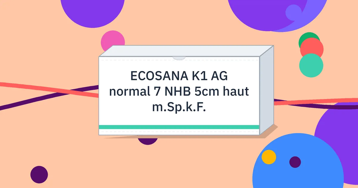 Symbolbild: Packung mit der Aufschrift ECOSANA K1 AG normal 7 NHB 5cm haut m.Sp.k.F. (PZN 04730876) – Verfügbarkeit und Bezug in Apotheken in Frankfurt am Main