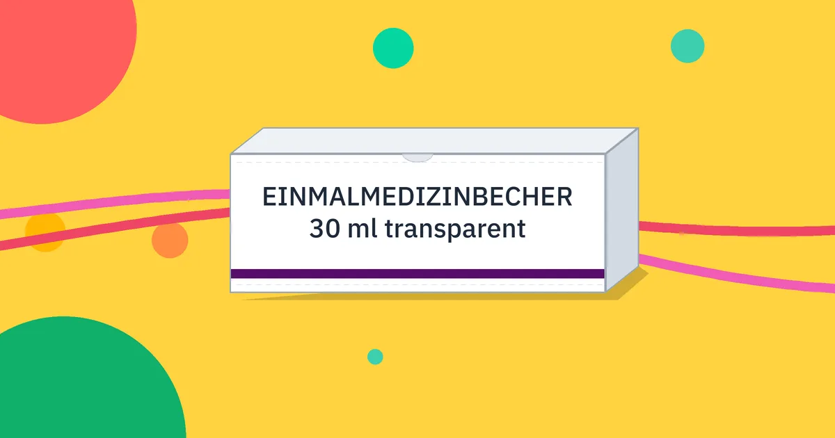 Symbolbild: Packung mit der Aufschrift EINMALMEDIZINBECHER 30 ml transparent (PZN 18295071) – Verfügbarkeit und Bezug in Apotheken in Frankfurt am Main