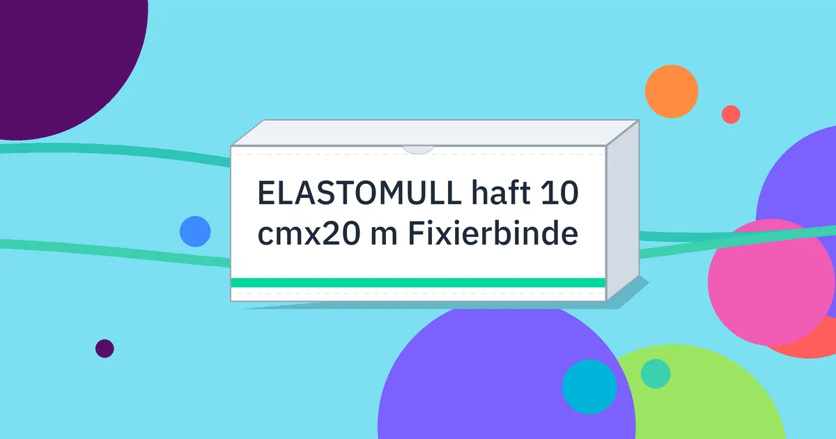 Symbolbild: Packung mit der Aufschrift ELASTOMULL haft 10 cmx20 m Fixierbinde (PZN 18913468) – Verfügbarkeit und Bezug in Apotheken in Frankfurt am Main