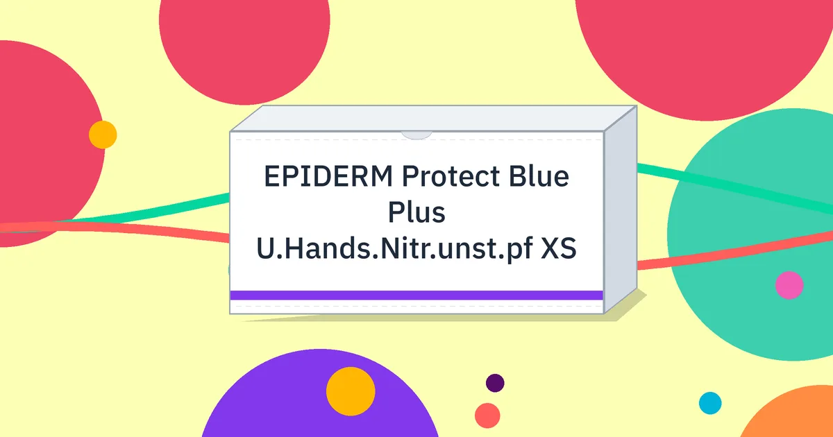 Symbolbild: Packung mit der Aufschrift EPIDERM Protect Blue Plus U.Hands.Nitr.unst.pf XS (PZN 17896584) – Verfügbarkeit und Bezug in Apotheken in Frankfurt am Main