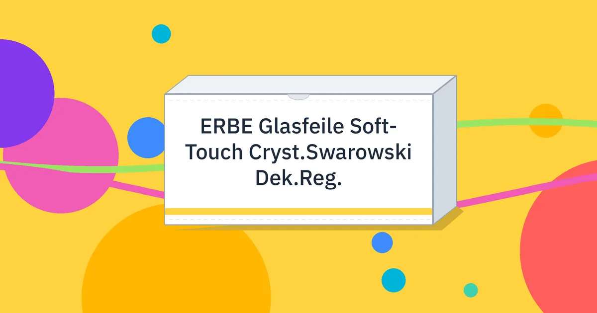 Symbolbild: Packung mit der Aufschrift ERBE Glasfeile Soft-Touch Cryst.Swarowski Dek.Reg. (PZN 01124767) – Verfügbarkeit und Bezug in Apotheken in Frankfurt am Main