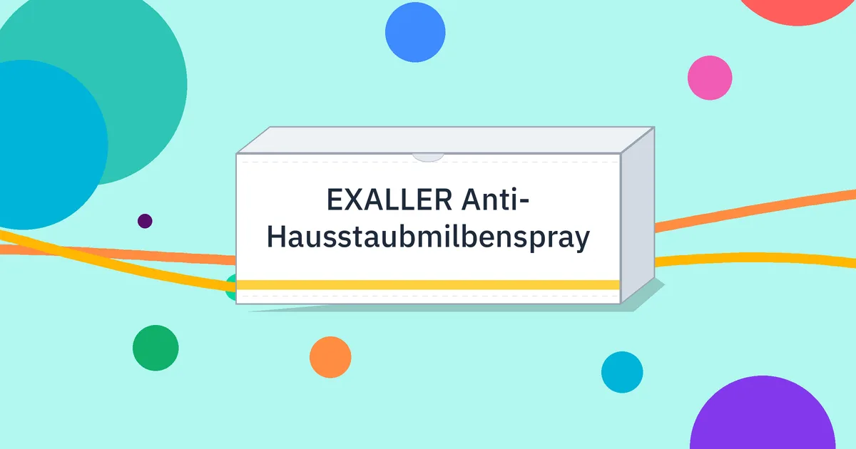 Symbolbild: Packung mit der Aufschrift EXALLER Anti-Hausstaubmilbenspray (PZN 19104363) – Verfügbarkeit und Bezug in Apotheken in Frankfurt am Main