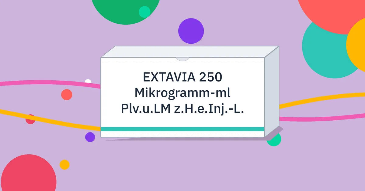 Symbolbild: Packung mit der Aufschrift EXTAVIA 250 Mikrogramm-ml Plv.u.LM z.H.e.Inj.-L. (PZN 13421683) – Verfügbarkeit und Bezug in Apotheken in Frankfurt am Main