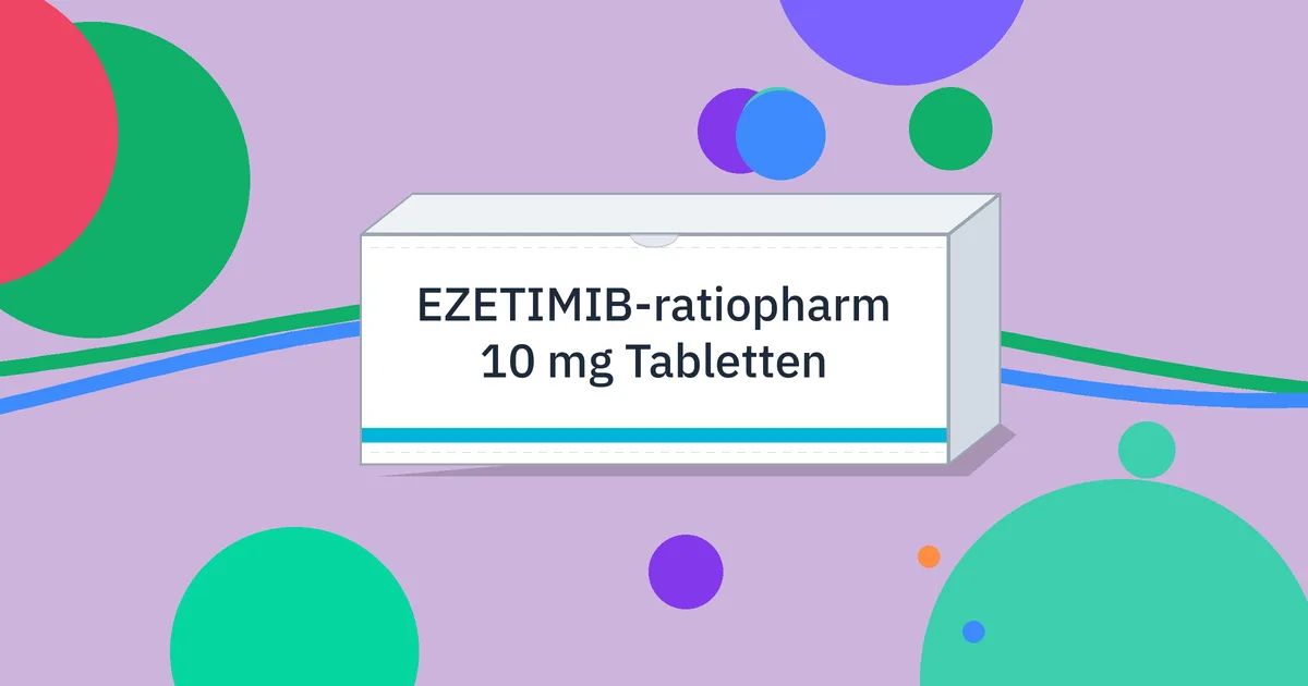 Symbolbild: Packung mit der Aufschrift EZETIMIB-ratiopharm 10 mg Tabletten (PZN 17981367) – Verfügbarkeit und Bezug in Apotheken in Frankfurt am Main