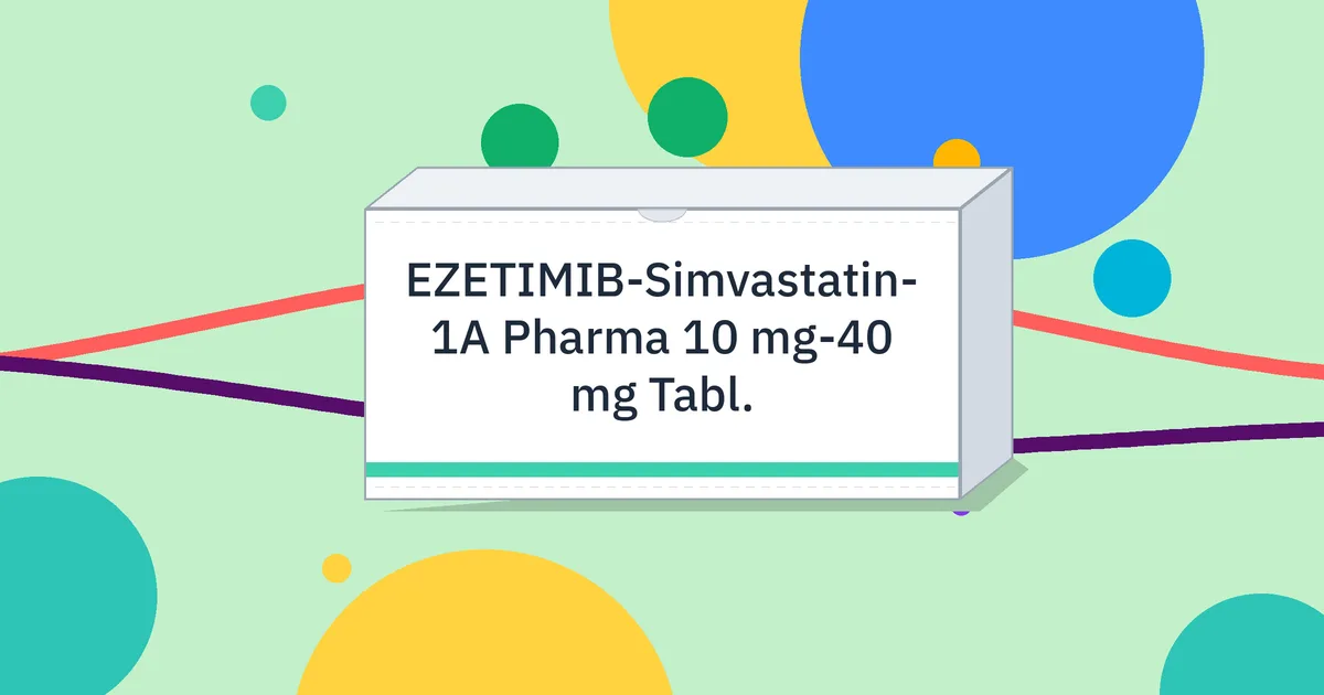 Symbolbild: Packung mit der Aufschrift EZETIMIB-Simvastatin-1A Pharma 10 mg-40 mg Tabl. (PZN 13592114) – Verfügbarkeit und Bezug in Apotheken in Frankfurt am Main