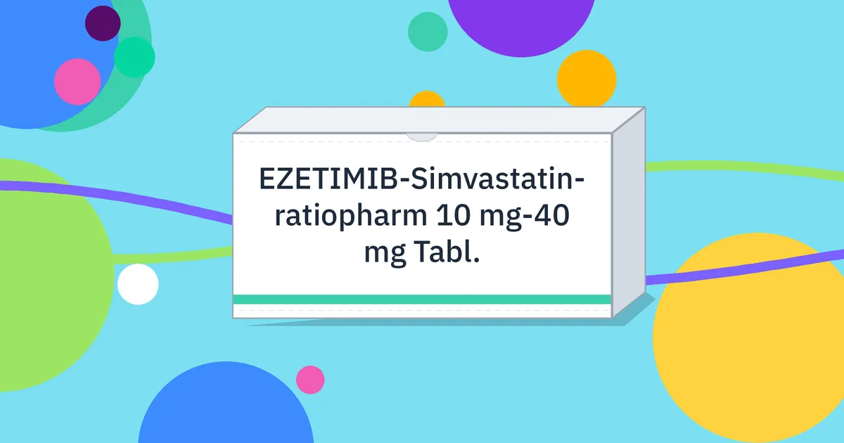 Symbolbild: Packung mit der Aufschrift EZETIMIB-Simvastatin-ratiopharm 10 mg-40 mg Tabl. (PZN 13858954) – Verfügbarkeit und Bezug in Apotheken in Frankfurt am Main