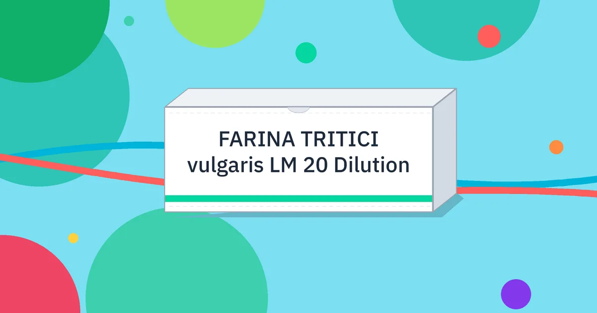 Symbolbild: Packung mit der Aufschrift FARINA TRITICI vulgaris LM 20 Dilution (PZN 13487943) – Verfügbarkeit und Bezug in Apotheken in Frankfurt am Main