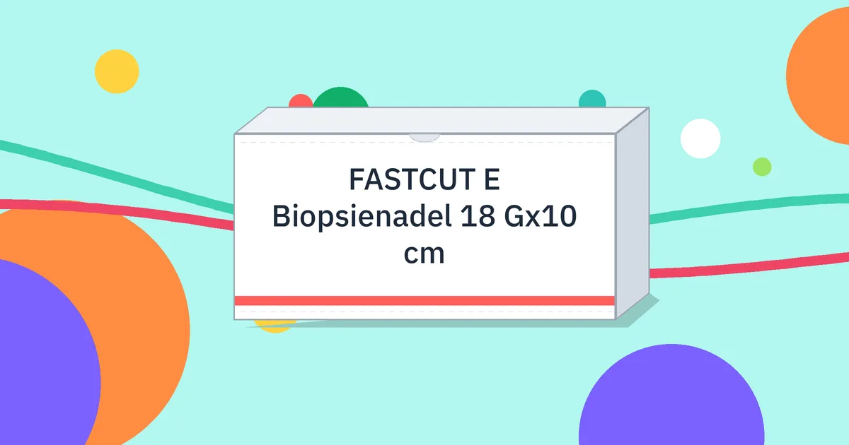 Symbolbild: Packung mit der Aufschrift FASTCUT E Biopsienadel 18 Gx10 cm (PZN 16922517) – Verfügbarkeit und Bezug in Apotheken in Frankfurt am Main