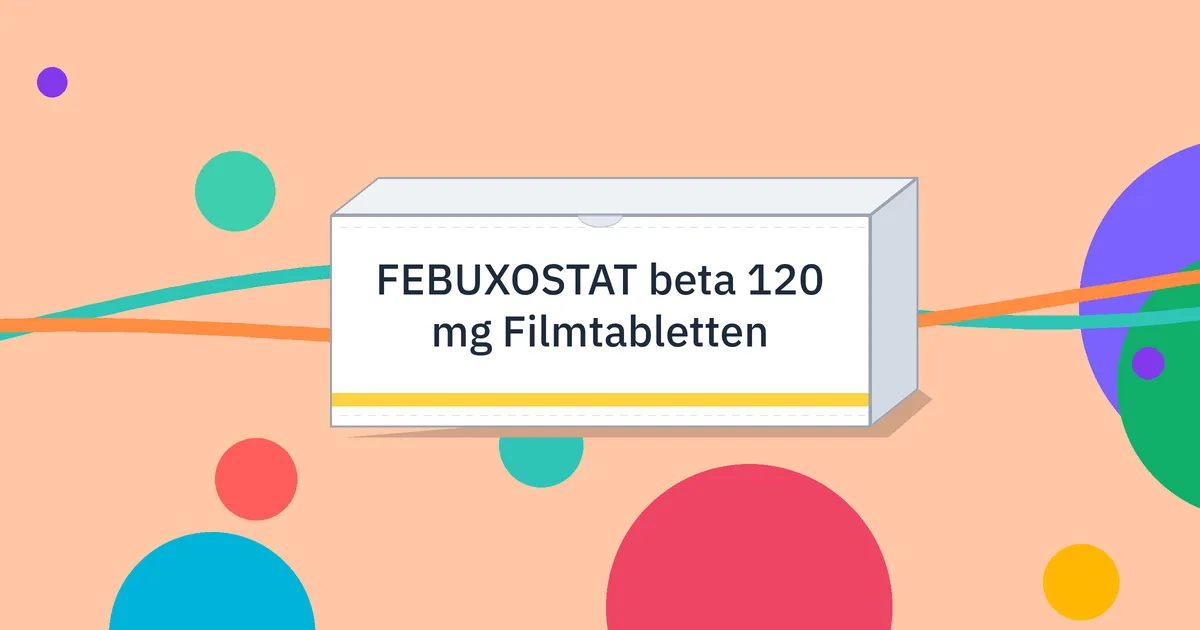 Symbolbild: Packung mit der Aufschrift FEBUXOSTAT beta 120 mg Filmtabletten (PZN 14330959) – Verfügbarkeit und Bezug in Apotheken in Frankfurt am Main