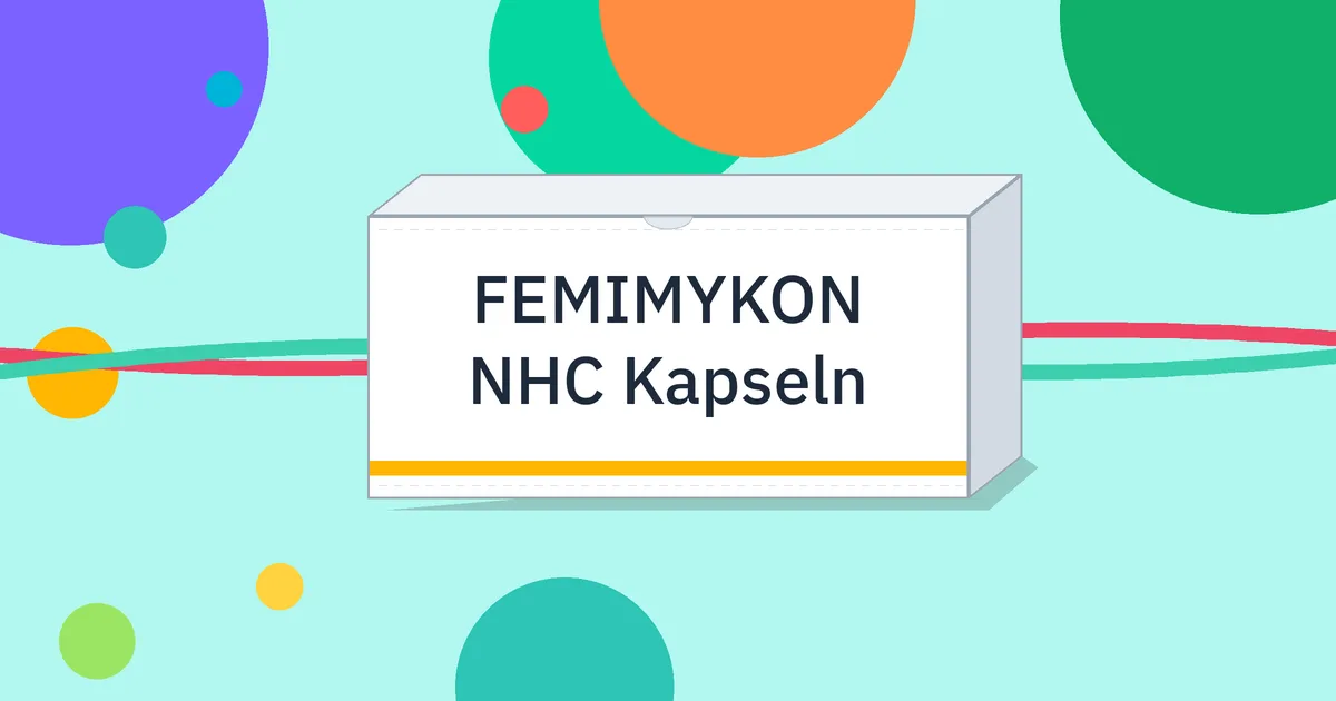Symbolbild: Packung mit der Aufschrift FEMIMYKON NHC Kapseln (PZN 05019234) – Verfügbarkeit und Bezug in Apotheken in Frankfurt am Main