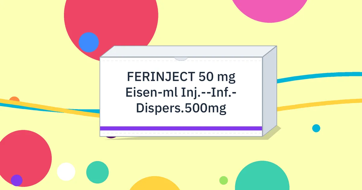 Symbolbild: Packung mit der Aufschrift FERINJECT 50 mg Eisen-ml Inj.--Inf.-Dispers.500mg (PZN 19671783) – Verfügbarkeit und Bezug in Apotheken in Frankfurt am Main
