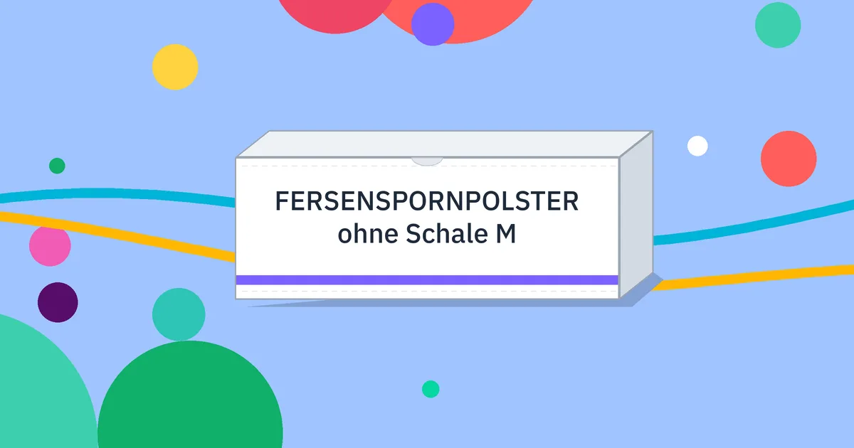 Symbolbild: Packung mit der Aufschrift FERSENSPORNPOLSTER ohne Schale M (PZN 02773485) – Verfügbarkeit und Bezug in Apotheken in Frankfurt am Main