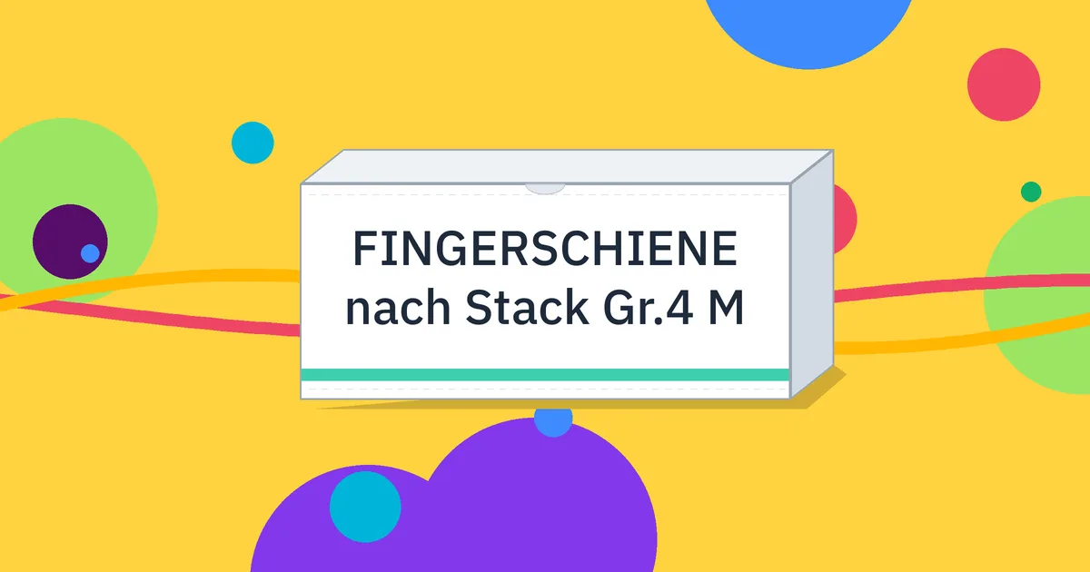 Symbolbild: Packung mit der Aufschrift FINGERSCHIENE nach Stack Gr.4 M (PZN 07145546) – Verfügbarkeit und Bezug in Apotheken in Frankfurt am Main