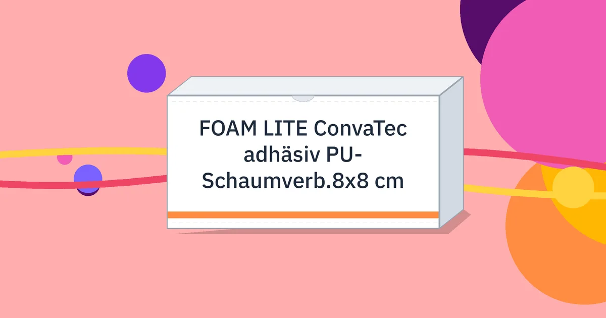 Symbolbild: Packung mit der Aufschrift FOAM LITE ConvaTec adhäsiv PU-Schaumverb.8x8 cm (PZN 13570667) – Verfügbarkeit und Bezug in Apotheken in Frankfurt am Main