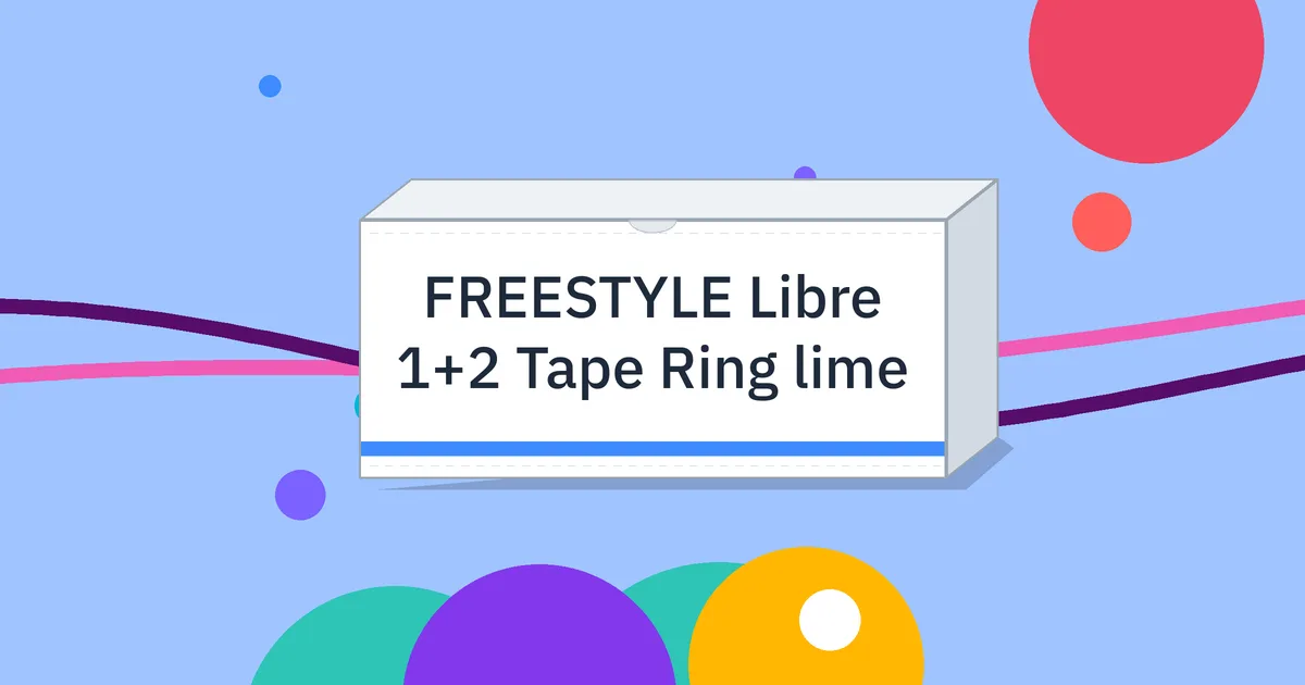 Symbolbild: Packung mit der Aufschrift FREESTYLE Libre 1+2 Tape Ring lime (PZN 18177704) – Verfügbarkeit und Bezug in Apotheken in Frankfurt am Main