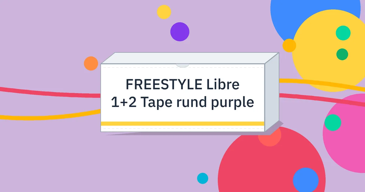 Symbolbild: Packung mit der Aufschrift FREESTYLE Libre 1+2 Tape rund purple (PZN 18177584) – Verfügbarkeit und Bezug in Apotheken in Frankfurt am Main