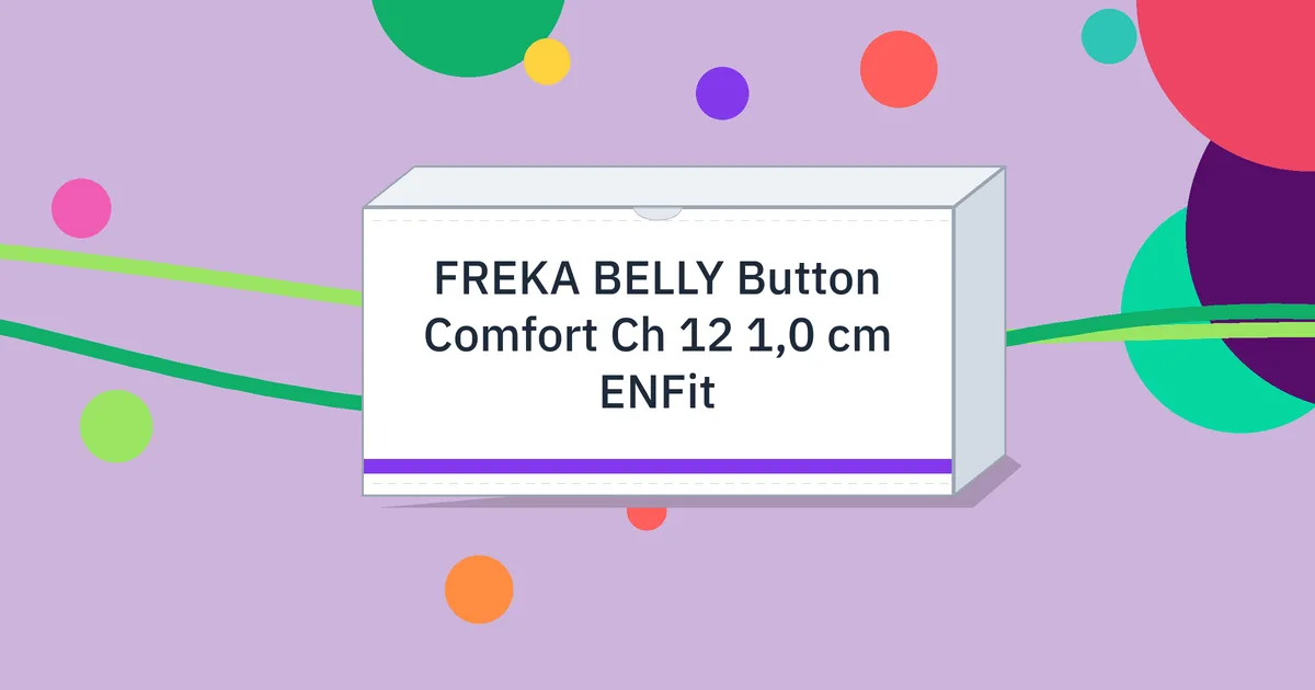 Symbolbild: Packung mit der Aufschrift FREKA BELLY Button Comfort Ch 12 1,0 cm ENFit (PZN 11481847) – Verfügbarkeit und Bezug in Apotheken in Frankfurt am Main
