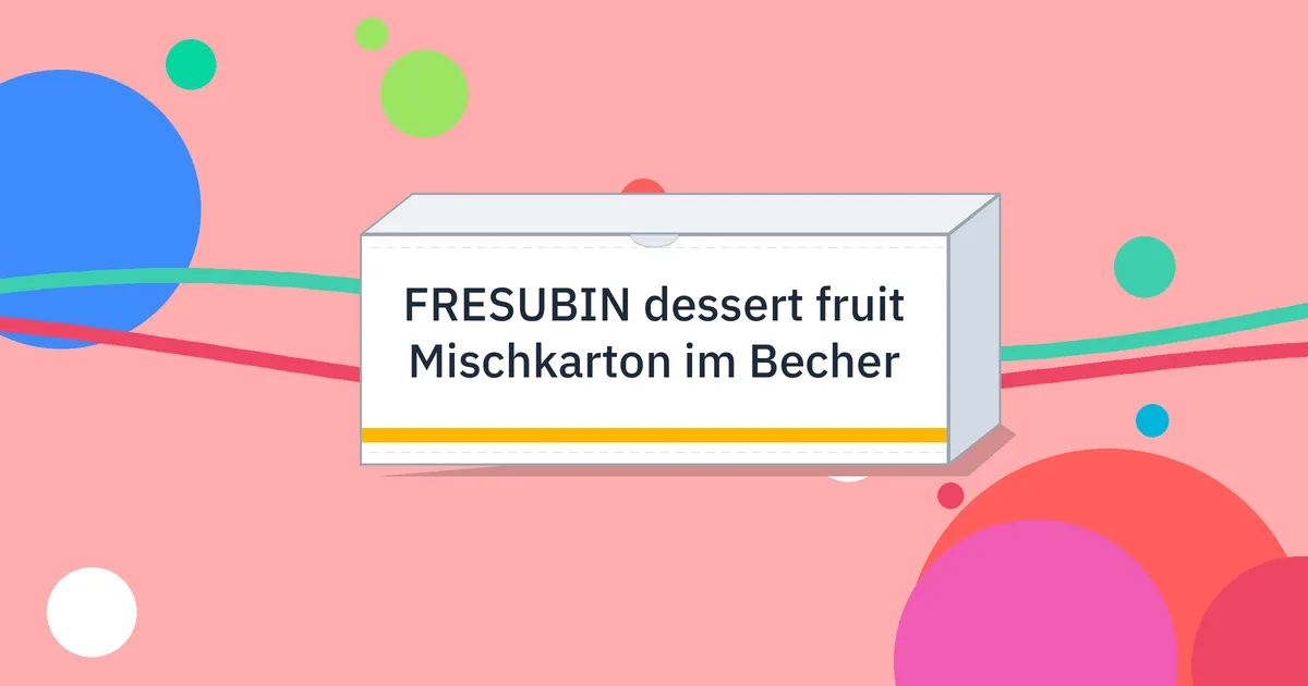Symbolbild: Packung mit der Aufschrift FRESUBIN dessert fruit Mischkarton im Becher (PZN 10271875) – Verfügbarkeit und Bezug in Apotheken in Frankfurt am Main