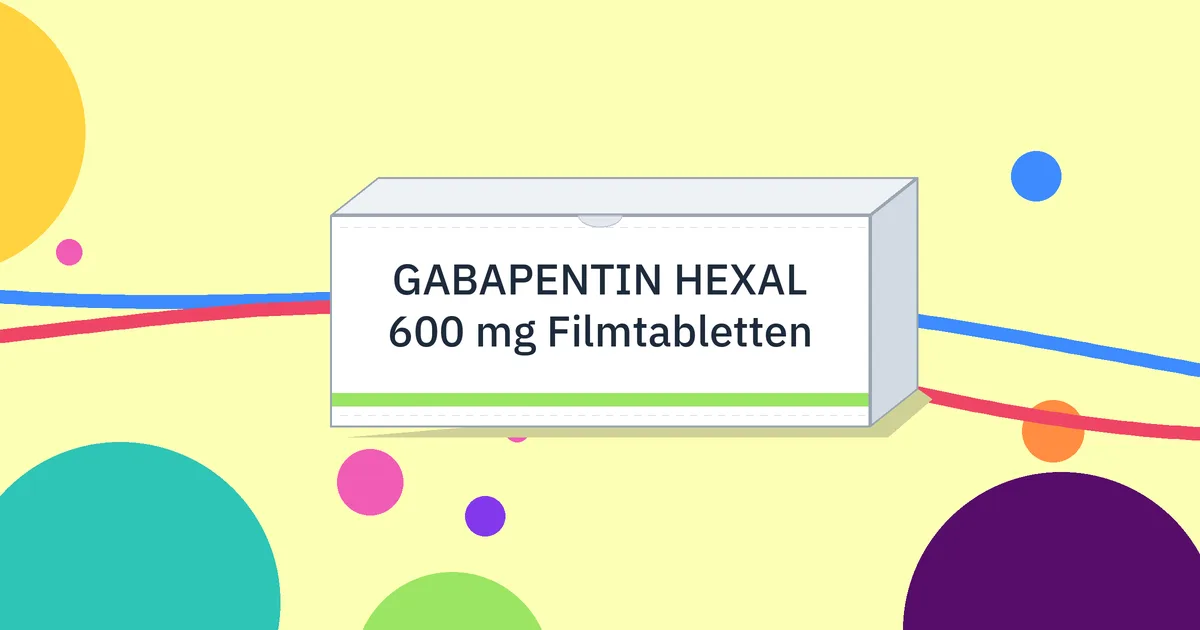 Symbolbild: Packung mit der Aufschrift GABAPENTIN HEXAL 600 mg Filmtabletten (PZN 00651430) – Verfügbarkeit und Bezug in Apotheken in Frankfurt am Main