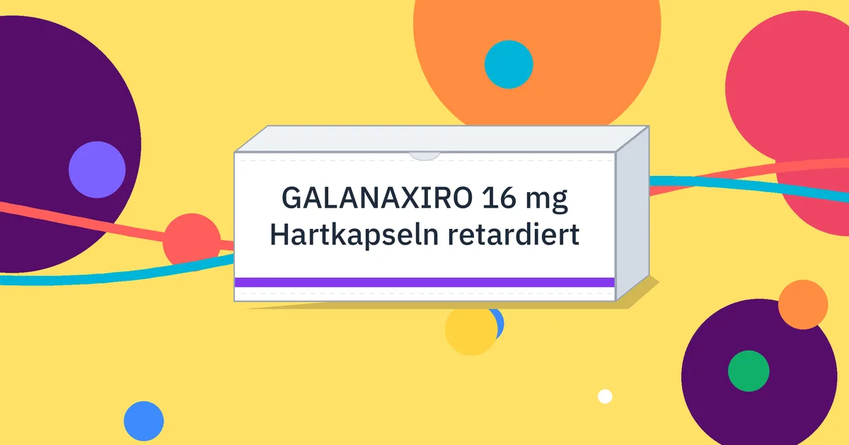 Symbolbild: Packung mit der Aufschrift GALANAXIRO 16 mg Hartkapseln retardiert (PZN 14446403) – Verfügbarkeit und Bezug in Apotheken in Frankfurt am Main