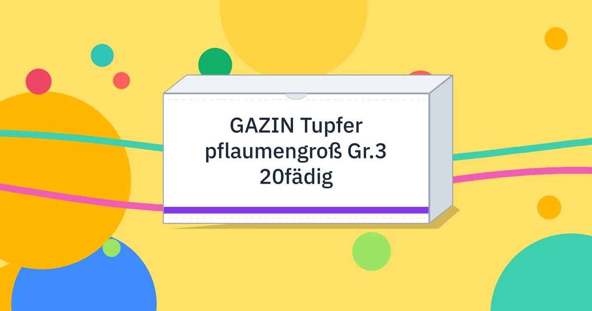 Symbolbild: Packung mit der Aufschrift GAZIN Tupfer pflaumengroß Gr.3 20fädig (PZN 15998027) – Verfügbarkeit und Bezug in Apotheken in Frankfurt am Main