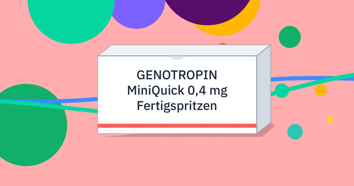 Symbolbild: Packung mit der Aufschrift GENOTROPIN MiniQuick 0,4 mg Fertigspritzen (PZN 08630700) – Verfügbarkeit und Bezug in Apotheken in Frankfurt am Main