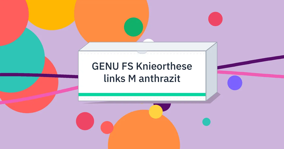Symbolbild: Packung mit der Aufschrift GENU FS Knieorthese links M anthrazit (PZN 14308374) – Verfügbarkeit und Bezug in Apotheken in Frankfurt am Main