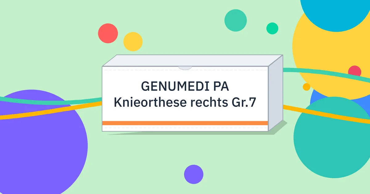 Symbolbild: Packung mit der Aufschrift GENUMEDI PA Knieorthese rechts Gr.7 (PZN 17855421) – Verfügbarkeit und Bezug in Apotheken in Frankfurt am Main