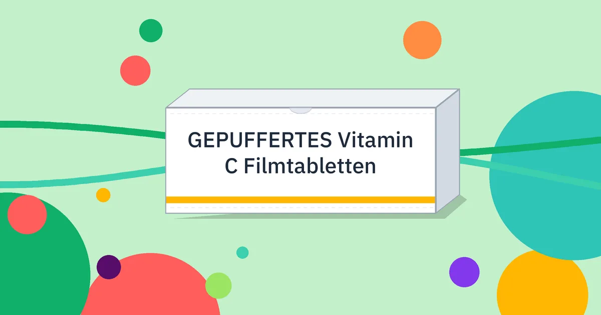 Symbolbild: Packung mit der Aufschrift GEPUFFERTES Vitamin C Filmtabletten (PZN 20597017) – Verfügbarkeit und Bezug in Apotheken in Frankfurt am Main