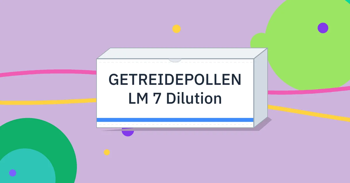 Symbolbild: Packung mit der Aufschrift GETREIDEPOLLEN LM 7 Dilution (PZN 12877547) – Verfügbarkeit und Bezug in Apotheken in Frankfurt am Main