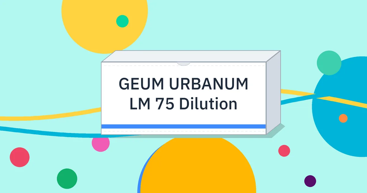 Symbolbild: Packung mit der Aufschrift GEUM URBANUM LM 75 Dilution (PZN 13544032) – Verfügbarkeit und Bezug in Apotheken in Frankfurt am Main