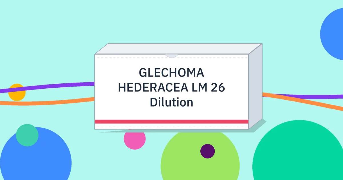 Symbolbild: Packung mit der Aufschrift GLECHOMA HEDERACEA LM 26 Dilution (PZN 13543452) – Verfügbarkeit und Bezug in Apotheken in Frankfurt am Main
